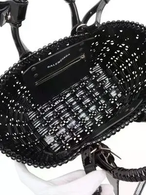 Balenciaga Faux Leather Bistro Basket Bag Satchel - Black