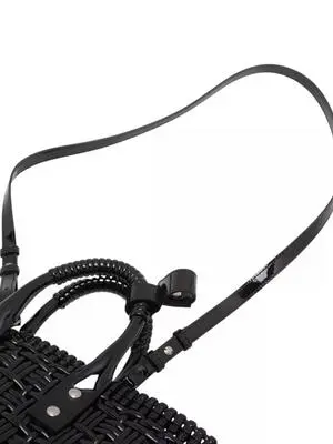 Balenciaga Faux Leather Bistro Basket Bag Satchel - Black