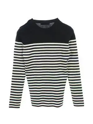 Prada 2010s Striped-pattern Button-detail Wool Sweater - Blue