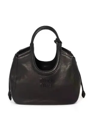 Miu Miu Ivy Nappa Leather Tote Bag - Black