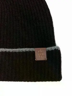 Eleventy Logo-patch Ribbed-knit Beanie Hat