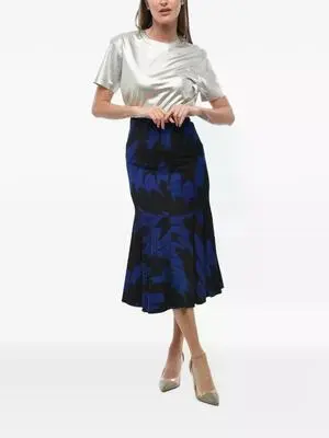 Stella McCartney Floral Satin Skirt With Flared Hem