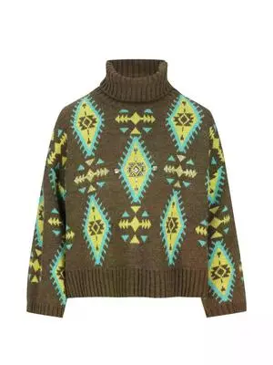 COLOUR MARKET Crystal-embellished Intarsia-knit Sweater