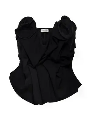 Magda Butrym Draped Corset Top With Floral Appliqu