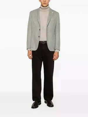 LUIGI BIANCHI Herringbone-pattern Single-breasted Blazer