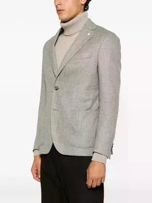 LUIGI BIANCHI Herringbone-pattern Single-breasted Blazer