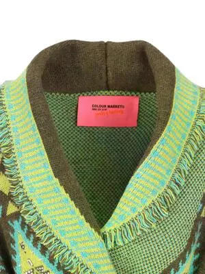 COLOUR MARKET Belted Intarsia-knit Cardigan