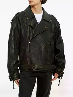 Balmain Belted Leather Jacket