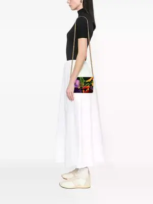 Balenciaga 2000-2026 Velvet Bb Floral Print Wallet On Chain Crossbody Bag - Black