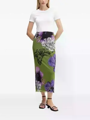 Desigual Floral Print Mesh Midi Skirt