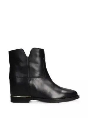 VIA ROMA 15 V-neck Leather Boots - Black