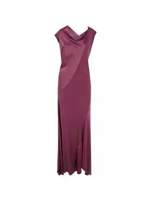 Alberta Ferretti Cowl Neck Sleeveless Maxi Dress - Purple