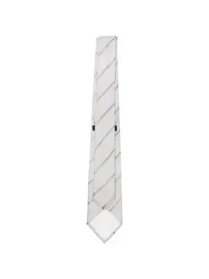 Tagliatore Diagonal-stripe Textured Tie - Grey