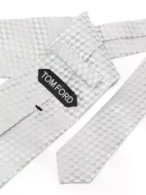 TOM FORD Net-pattern Satin Neck Tie - Grey
