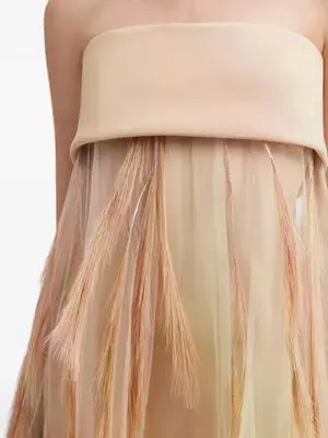 GEMY MAALOUF Feather-embroidered Strapless Gown