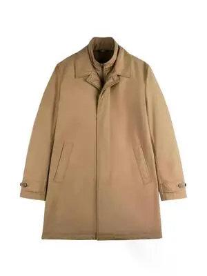 FAY Morning Button-fastening Layered-neck Coat - Brown