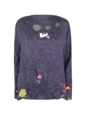 DANIELA GREGIS Crinkled-silk Blouse - Blue