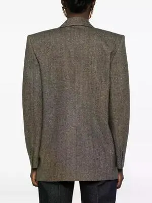 Saint Laurent Herringbone-pattern Double-breasted Blazer