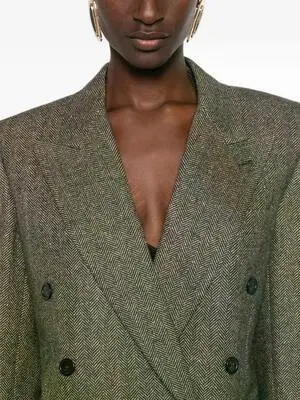 Saint Laurent Herringbone-pattern Double-breasted Blazer