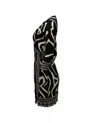 Diane Von Furstenberg Abstract Print Silk Wrap Dress