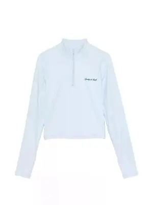 SPORTY & RICH Logo Print Quarter-zip Top