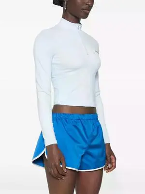 SPORTY & RICH Logo Print Quarter-zip Top