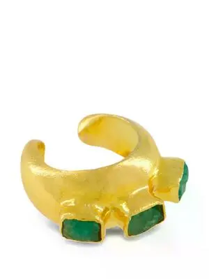 FENOMENA Havana Glow Emerald Ear Cuff - Gold