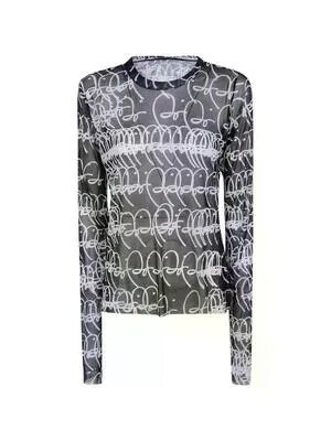 MARIA CALDERARA Graphic Print Mesh T-shirt