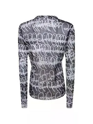 MARIA CALDERARA Graphic Print Mesh T-shirt