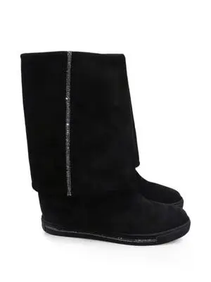 Rene Caovilla Wedge Ankle Suede Boots - Black