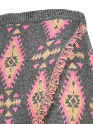 COLOUR MARKET Geometric-pattern Fringed Maxi Skirt