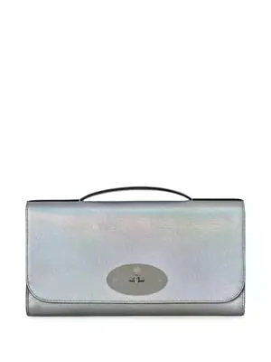 Mulberry Lily Metallic Lizard Effect Clutch Bag - Silver