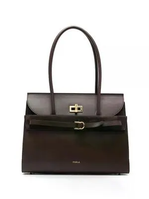 Furla Buckle Detail Leather Tote Bag - Brown