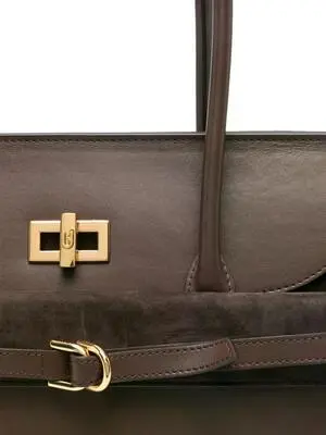 Furla Buckle Detail Leather Tote Bag - Brown