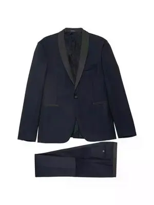 Tagliatore Shawl-lapel Single-breasted Wool Suit - Blue
