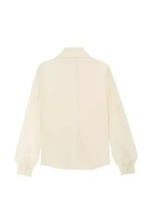 Saint Laurent Lavallière Blouse In Silk Crepe De Chine - Neutrals