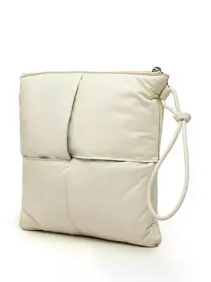 Bottega Veneta Nappa Maxi Intrecciato Padded Square Wristlet Pouch Clutch Bag - White