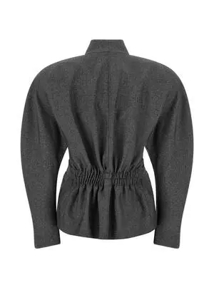Andamane Margaux Belted-waist Fitted Jacket - Grey