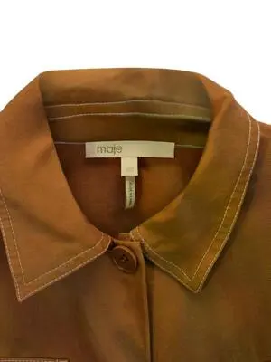 Maje Belted Button-front Romper With Chest Pockets