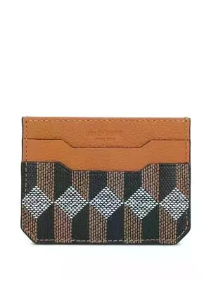 AU DEPART Geometric-print Card Holder - Brown