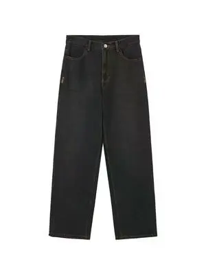 ADER ERROR Contrast-stitch Straight-leg Jeans - Black