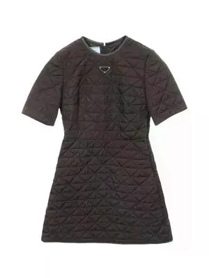 Prada Quilted Re-nylon Mini Dress With Enamel Triangle Logo