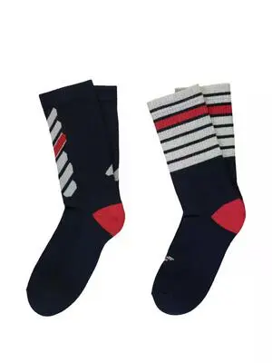 Emporio Armani Logo Detail Striped Motif Crew Socks