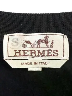 Hermès 2010s Etrier Decales Leather Patch Crewneck Sweatshirt
