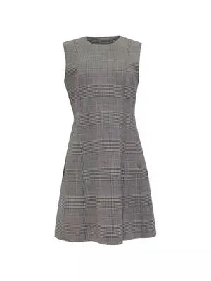Theory Plaid A-line Wool Dress - Grey