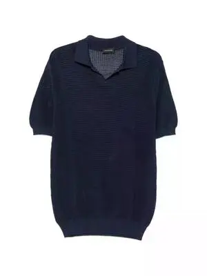 Tagliatore Perforated Knit V-neck Sweater - Blue