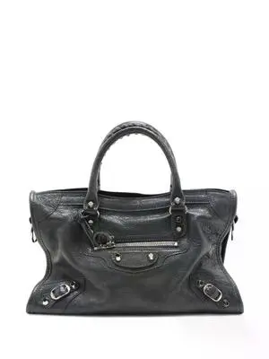 Balenciaga 2010-2026 Lambskin Motocross Classic City Satchel - Grey