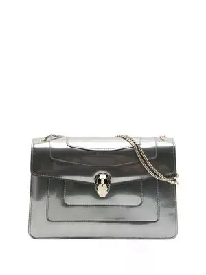 BVLGARI 2015-2026 Medium Patent Serpenti Forever Shoulder Bag - Silver