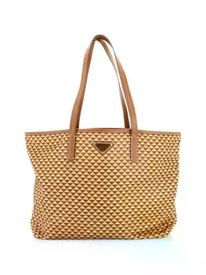 Prada Open Printed Re-nylon Medium Tote Bag - Brown