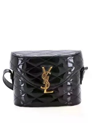 Saint Laurent June Box Bag Quilted Patent Crossbody Bag - Black